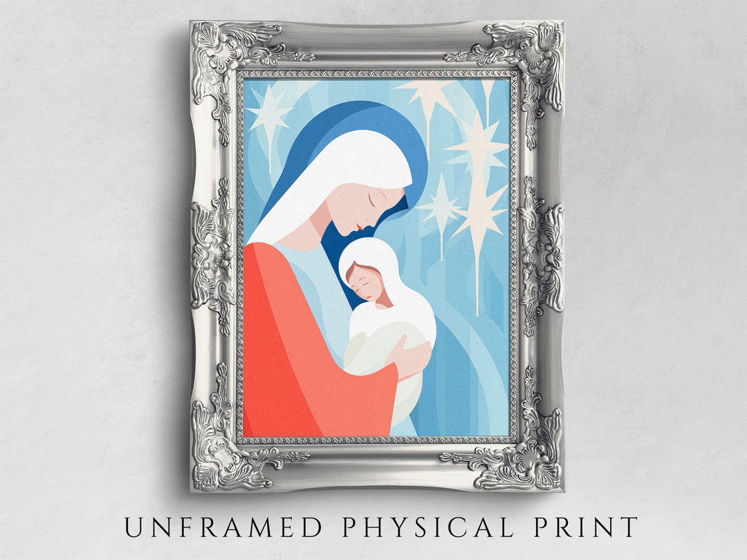 Virgin Mary and Baby Jesus Art Print on Paper: Christian Home Decor - Etsy