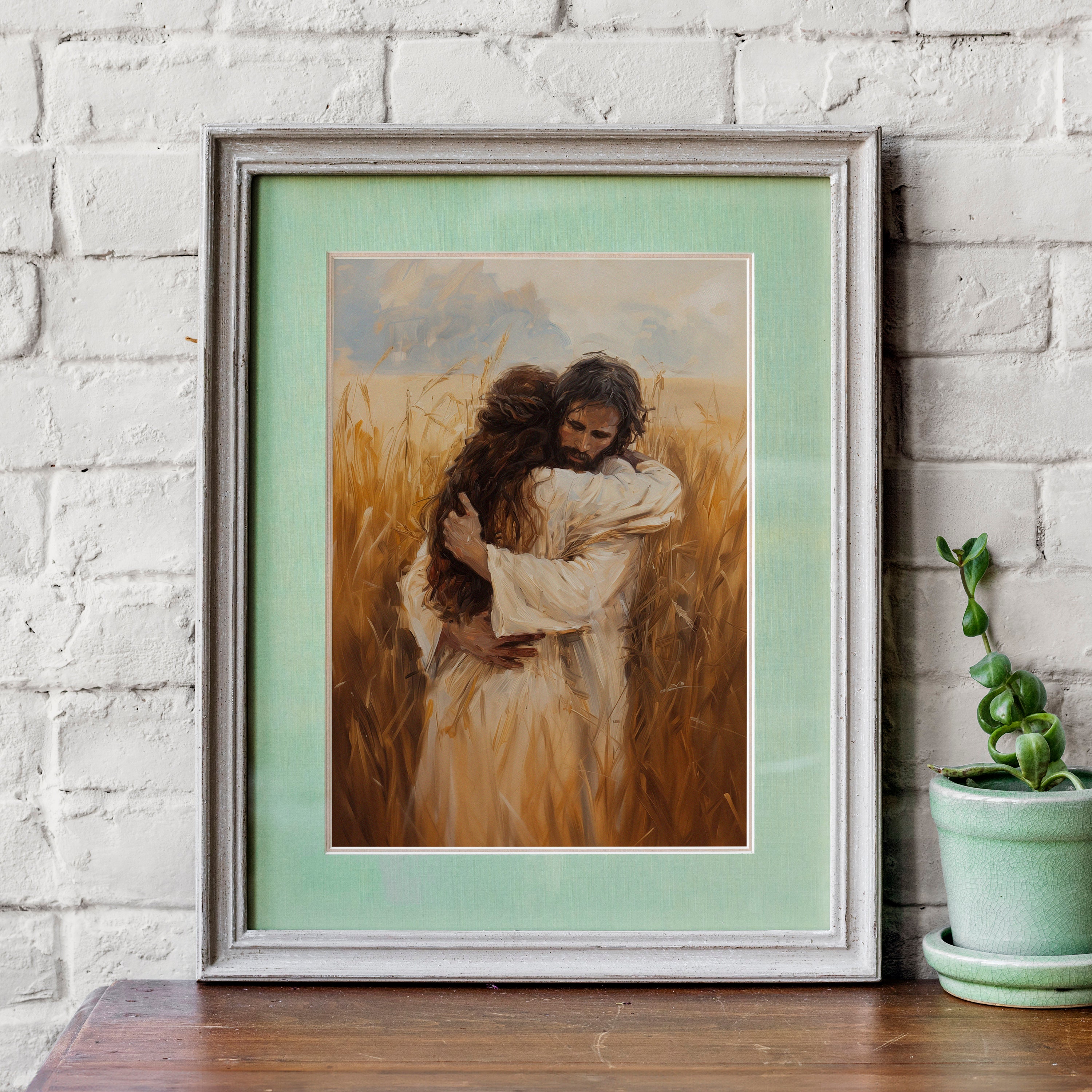 Healing Embrace, Digital Download, Jesus Embracing Woman, Christian Art ...