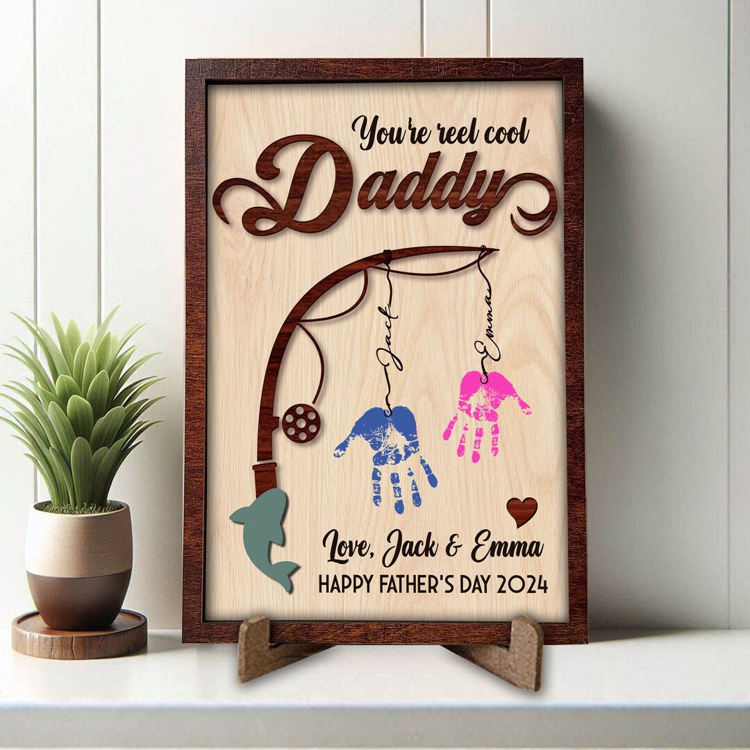 Personalized Father's Day Handprint Sign,gift for Dad,you Are Reel Cool ...