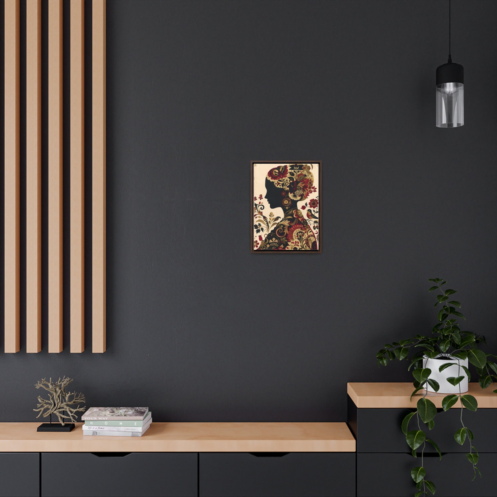 Depression Art Canvas Print Stylized Woman Silhouette With Floral ...