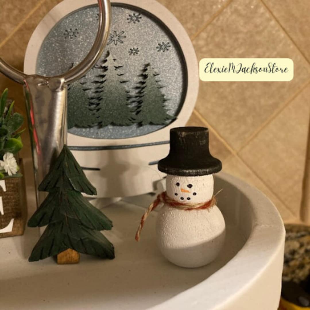 Small Wood Snowman Rustic Wood Snowman Chunky Wood Snowman - Etsy