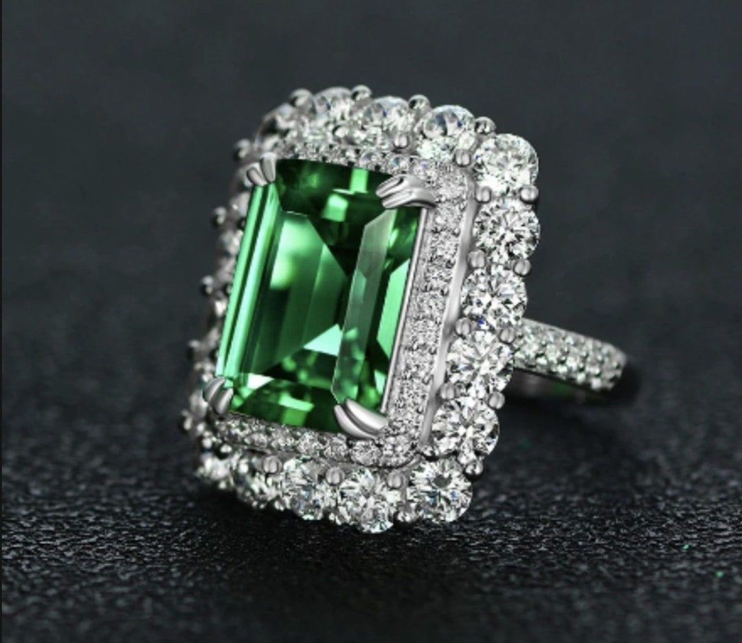 Emerald Square Cut Masonite Diamond Ring Vintage Ring May - Etsy