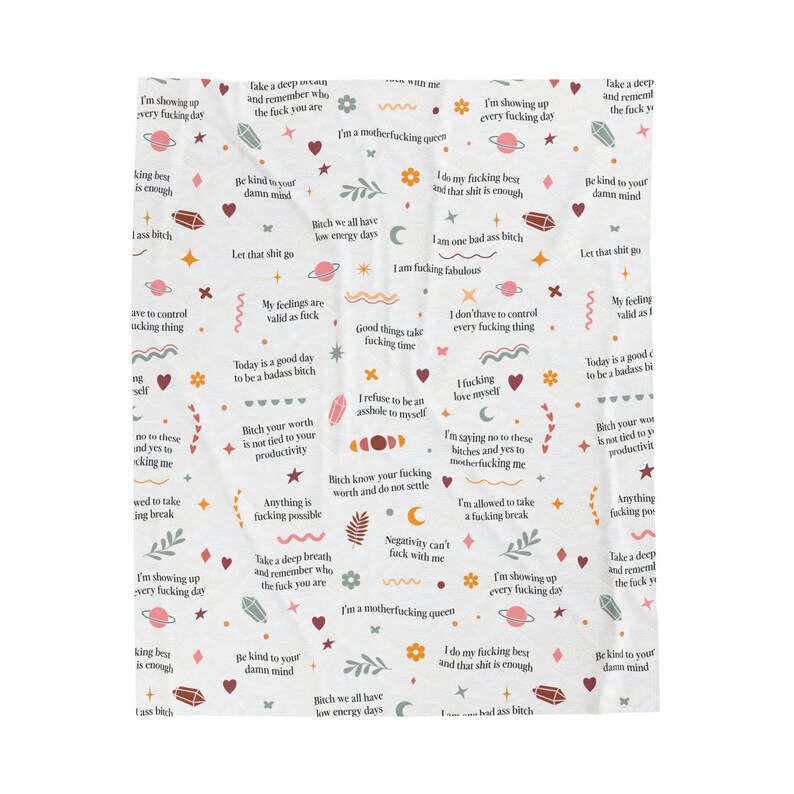 Sweary Affirmations Badass Blanket, Tough Love Sassy Motivational ...