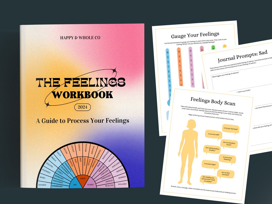 Feelings Wheel Workbook to Process Emotions, Printable Digital Download ...
