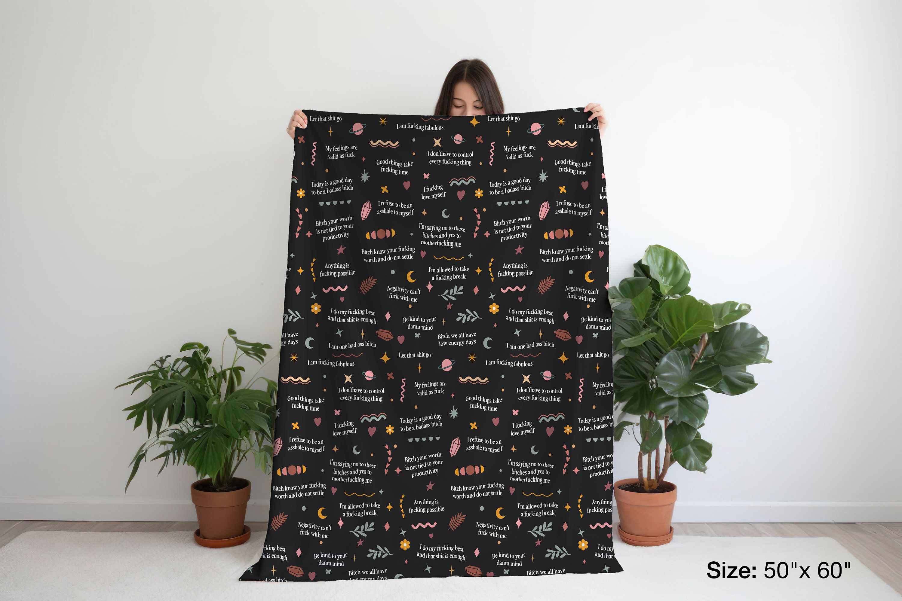 Sweary Affirmations Badass Blanket, Tough Love Sassy Motivational ...