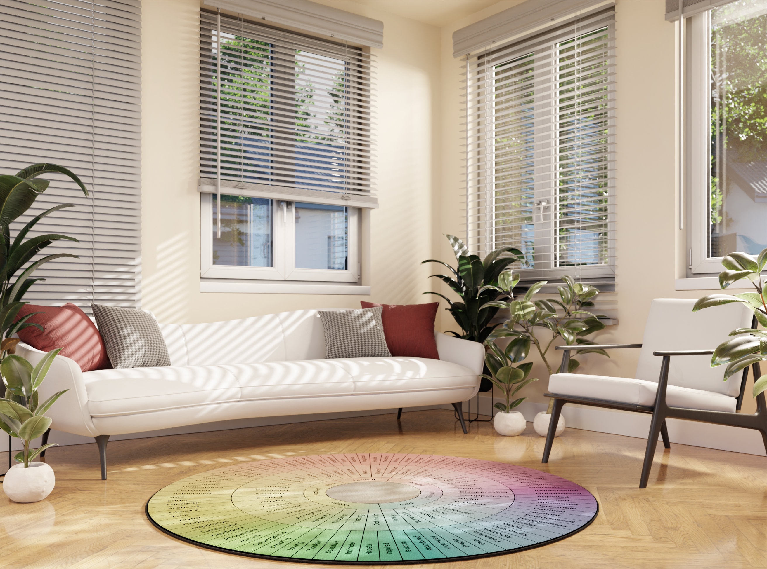 Feelings Wheel of Emotions Rug for Therapist Mental Health Counselor ...