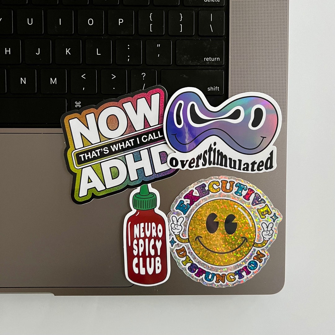 Silly Cute ADHD Sticker Pack, Holographic Vinyl Waterproof Sticker for ...