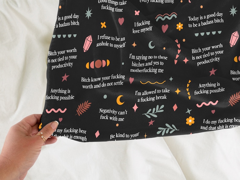 Sweary Affirmations Badass Blanket, Tough Love Sassy Motivational ...
