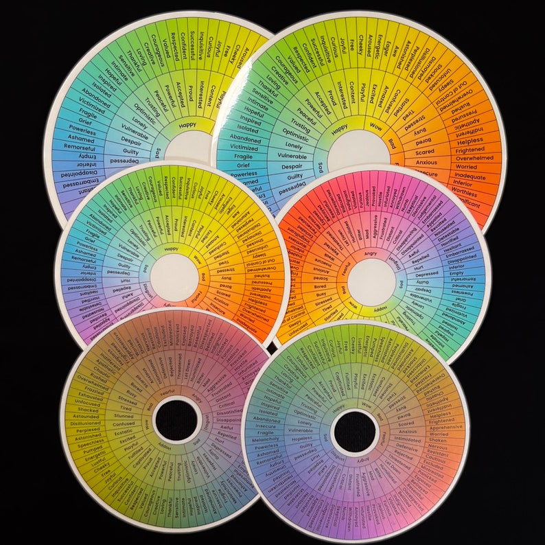 Feelings Wheel of Emotions Sticker for Therapy and Mental Health Gift ...