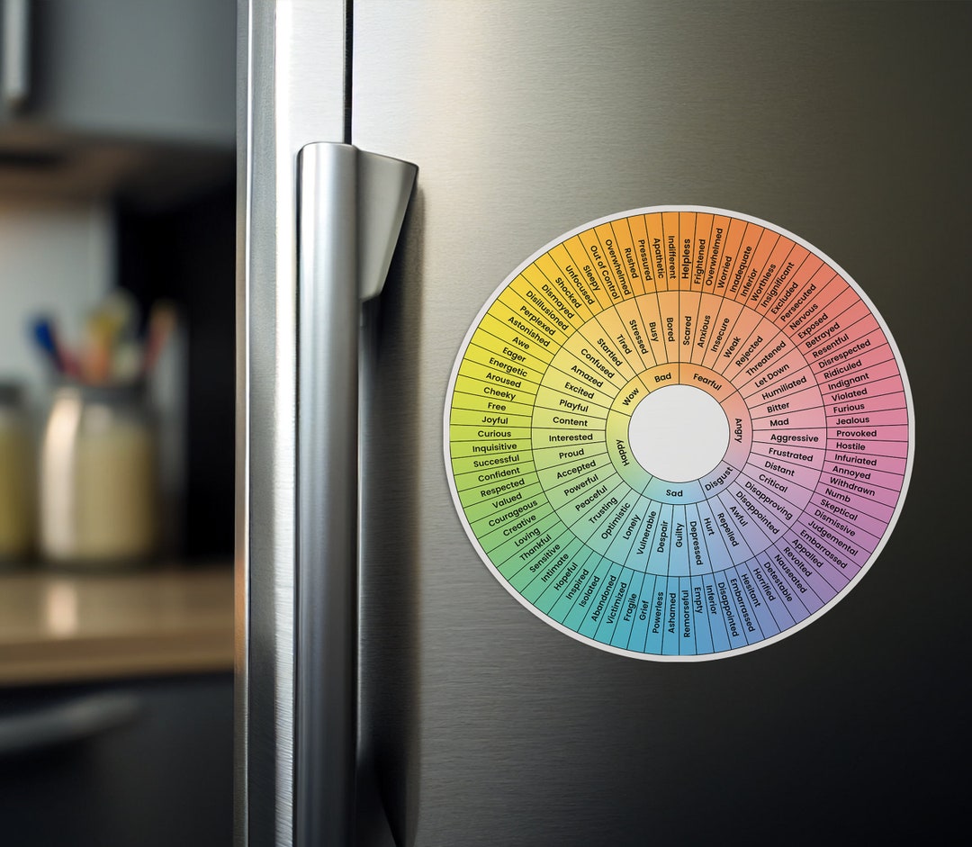 Feelings Wheel Fridge Magnet, Emotional Awareness, Wheel of Emotions ...