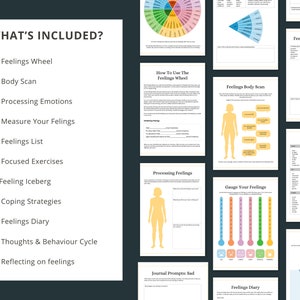 Feelings Wheel Workbook to Process Emotions, Printable Digital Download ...