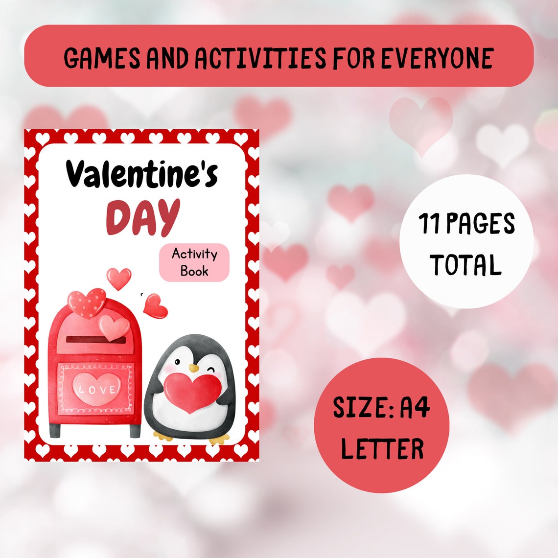 No:1 Valentine's Day Printable Activity Book for Kids Friends Family ...