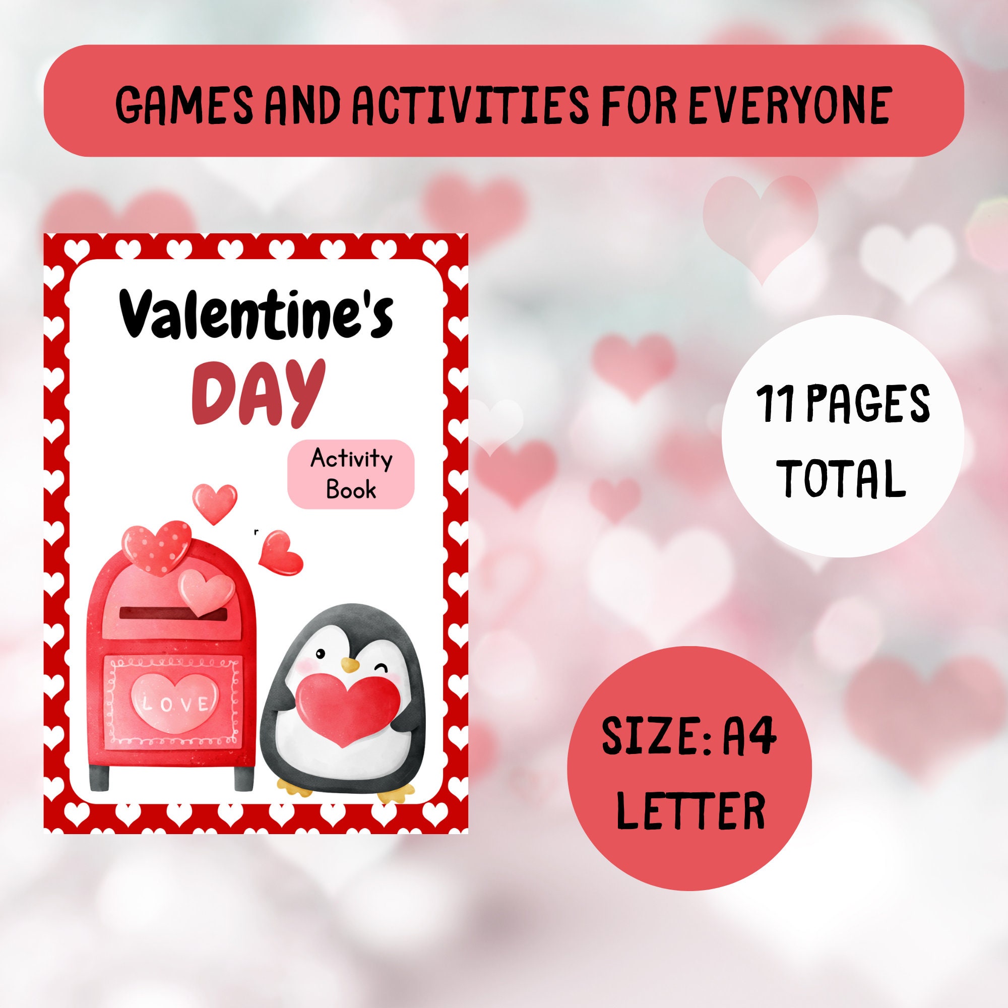 No:1 Valentine's Day Printable Activity Book for Kids Friends Family ...
