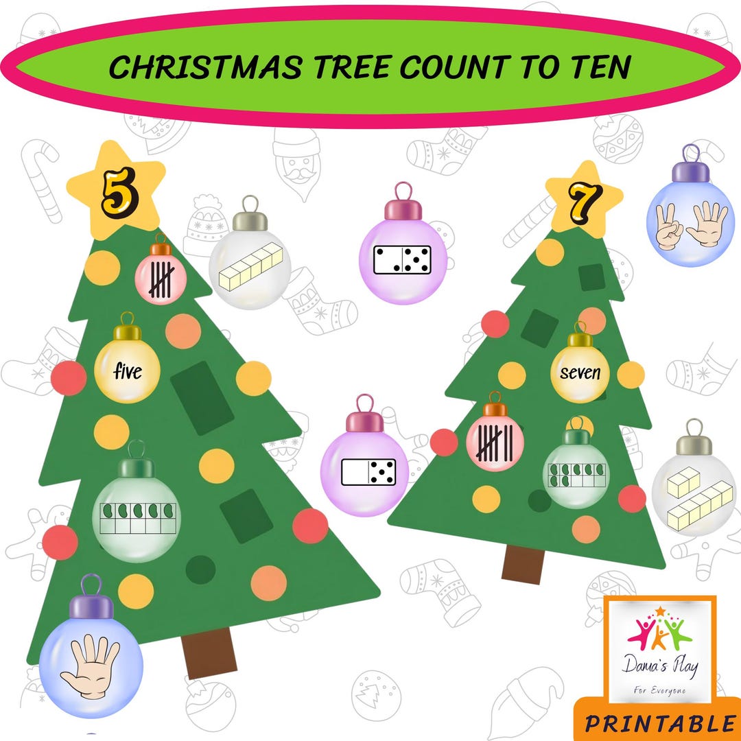 Printable Christmas Tree Count to Ten Craft Digital Download PDF & PNG ...