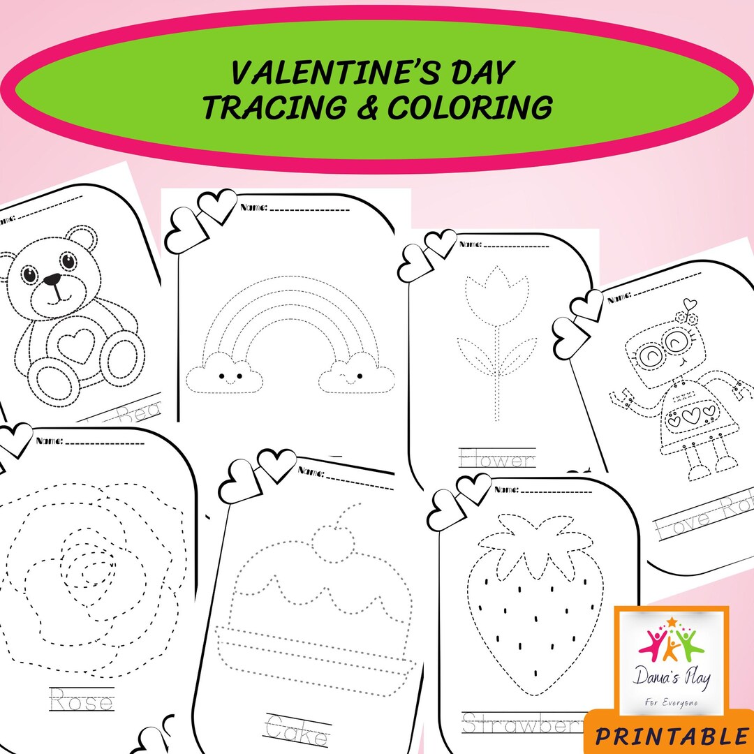 Valentine's Day Tracing - Coloring Pages: Printable Fun and Engaging ...
