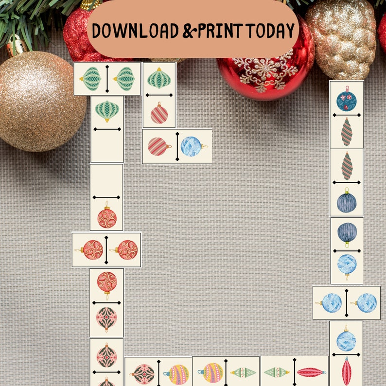 Xmas Dominoes Printable Games for Kids Family Friends Holiday Activity ...