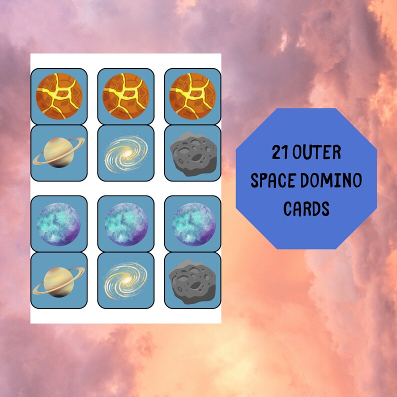 Cute Space Dominoes Printable Games for Kids Family Holiday Indoor ...