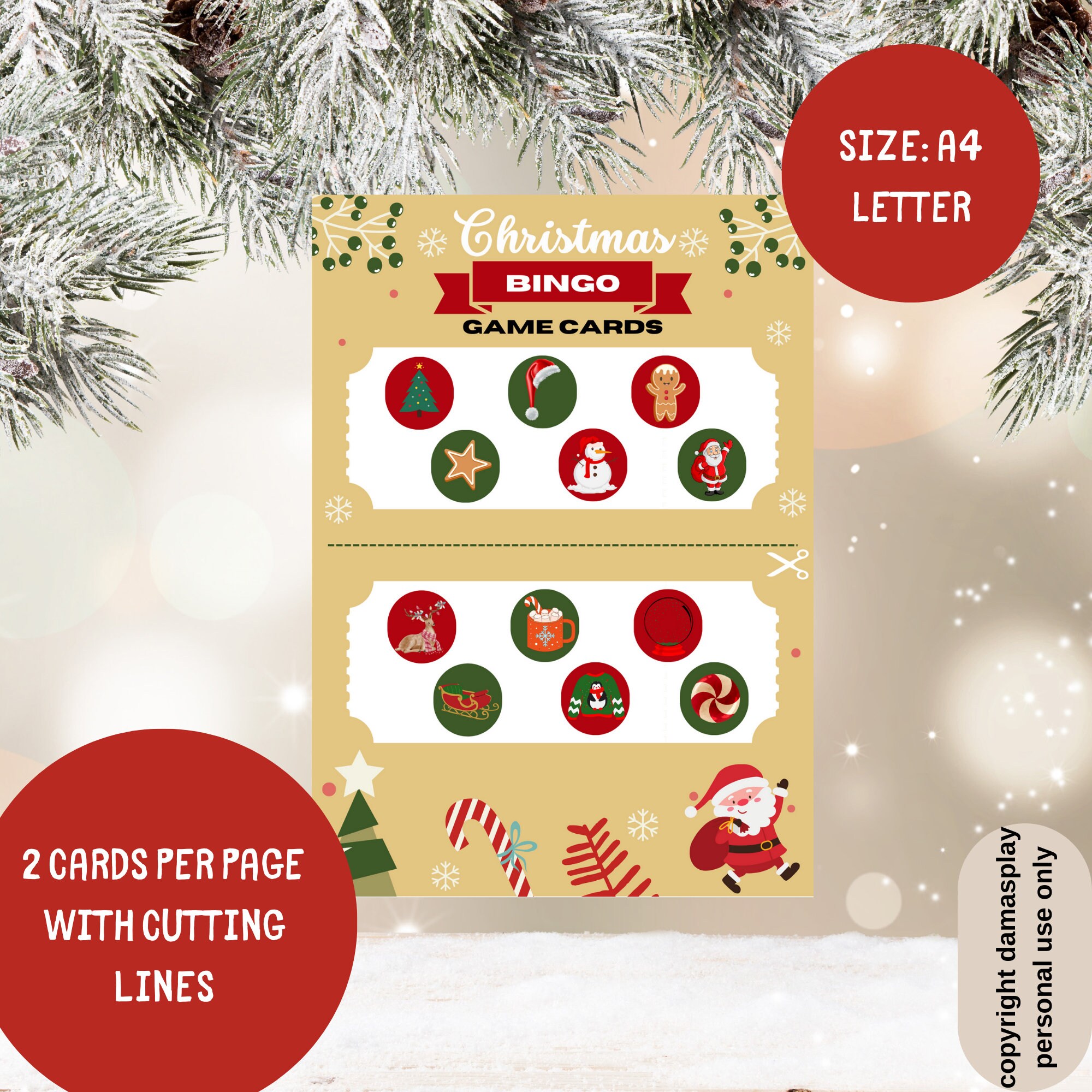 Christmas Bingo Printable Games for Kids Family Friends Christmas ...