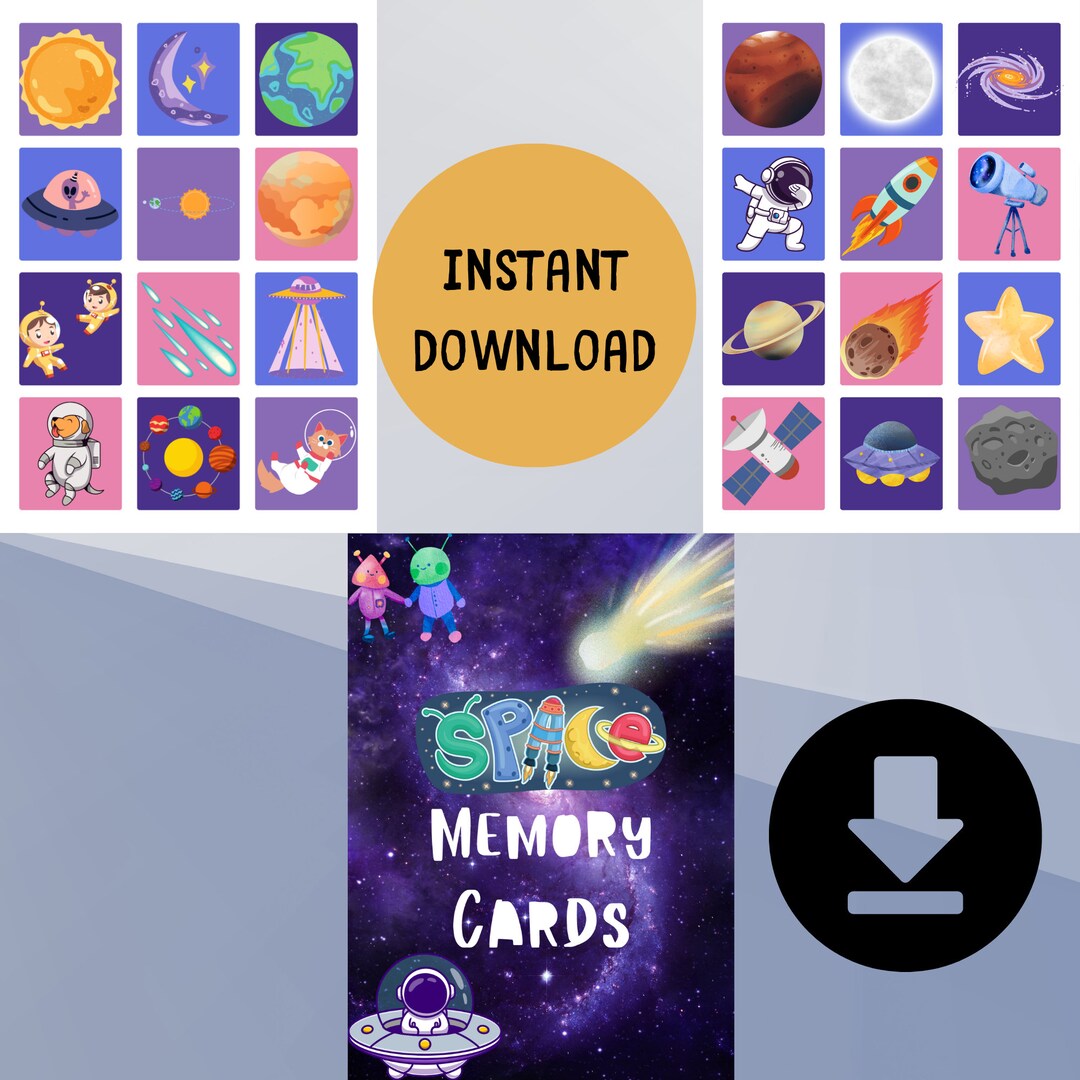 Outer Space Matching Cards Printable Family Games Flashcards for ...