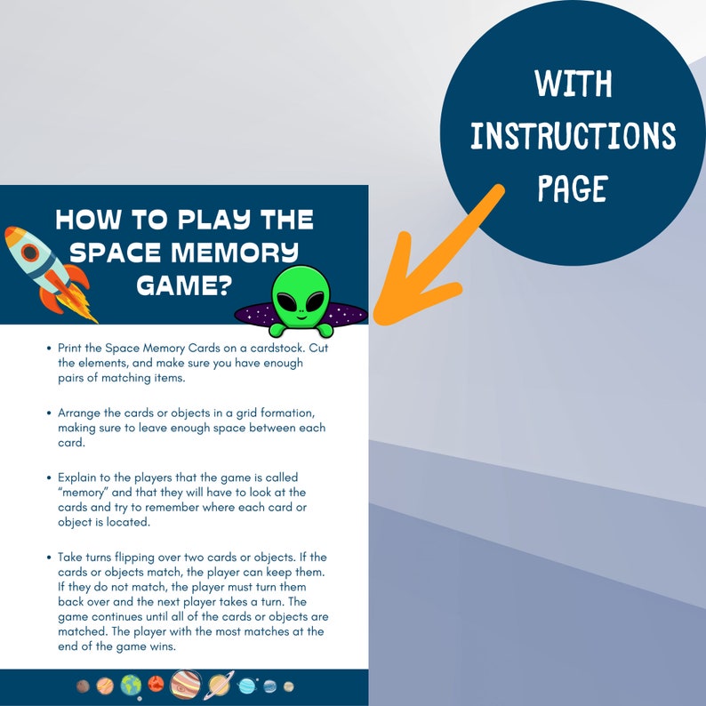 Outer Space Matching Cards Printable Family Games Flashcards for ...