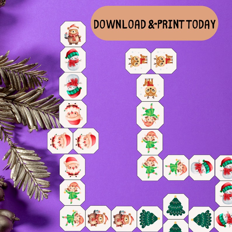 Christmas Domino Cards Games for Kids Family Friends Holiday Activity ...