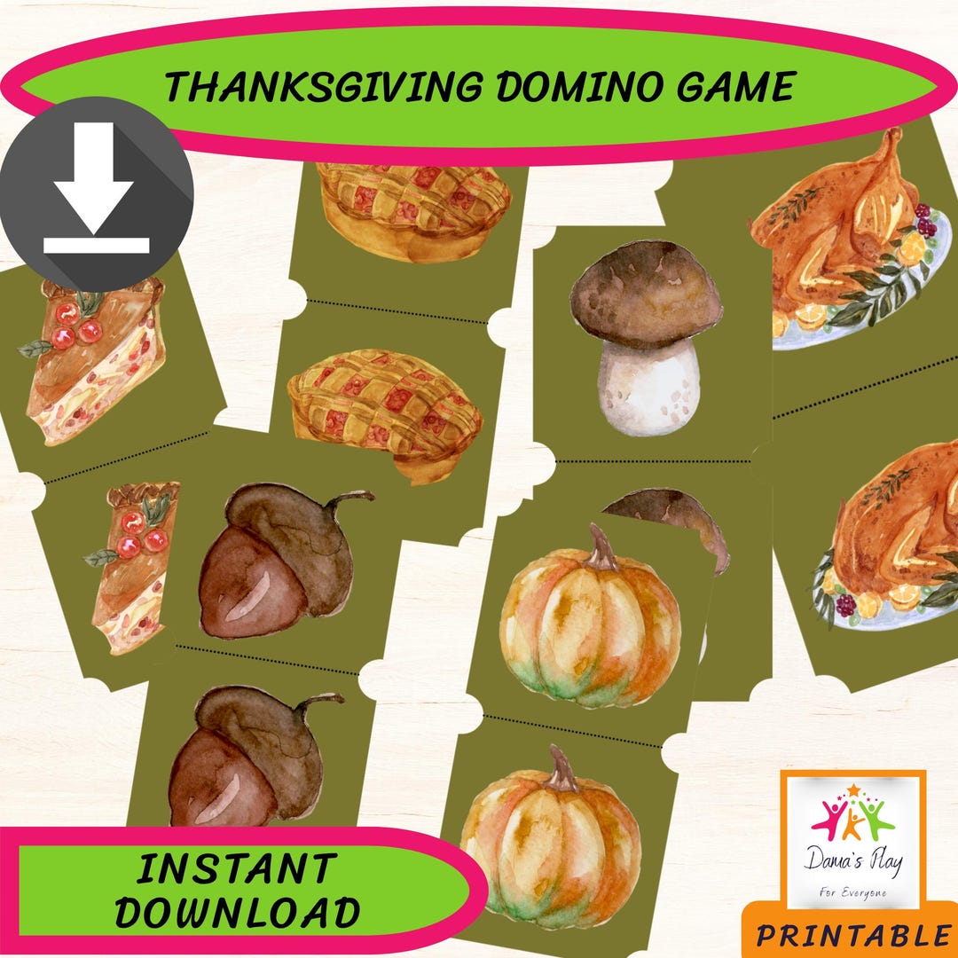 Printable Thanksgiving Domino Cards: Seasonal Game Pieces (PDF Download ...