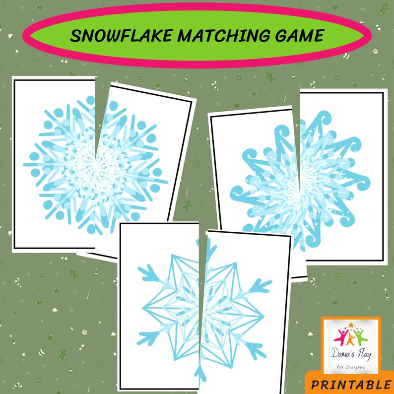 Snowflake Matching Puzzle: Printable Activity PDF & PNG Files - Etsy