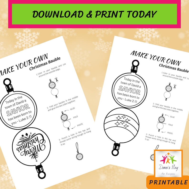 Printable Christmas Decoration Bauble Craft - Etsy