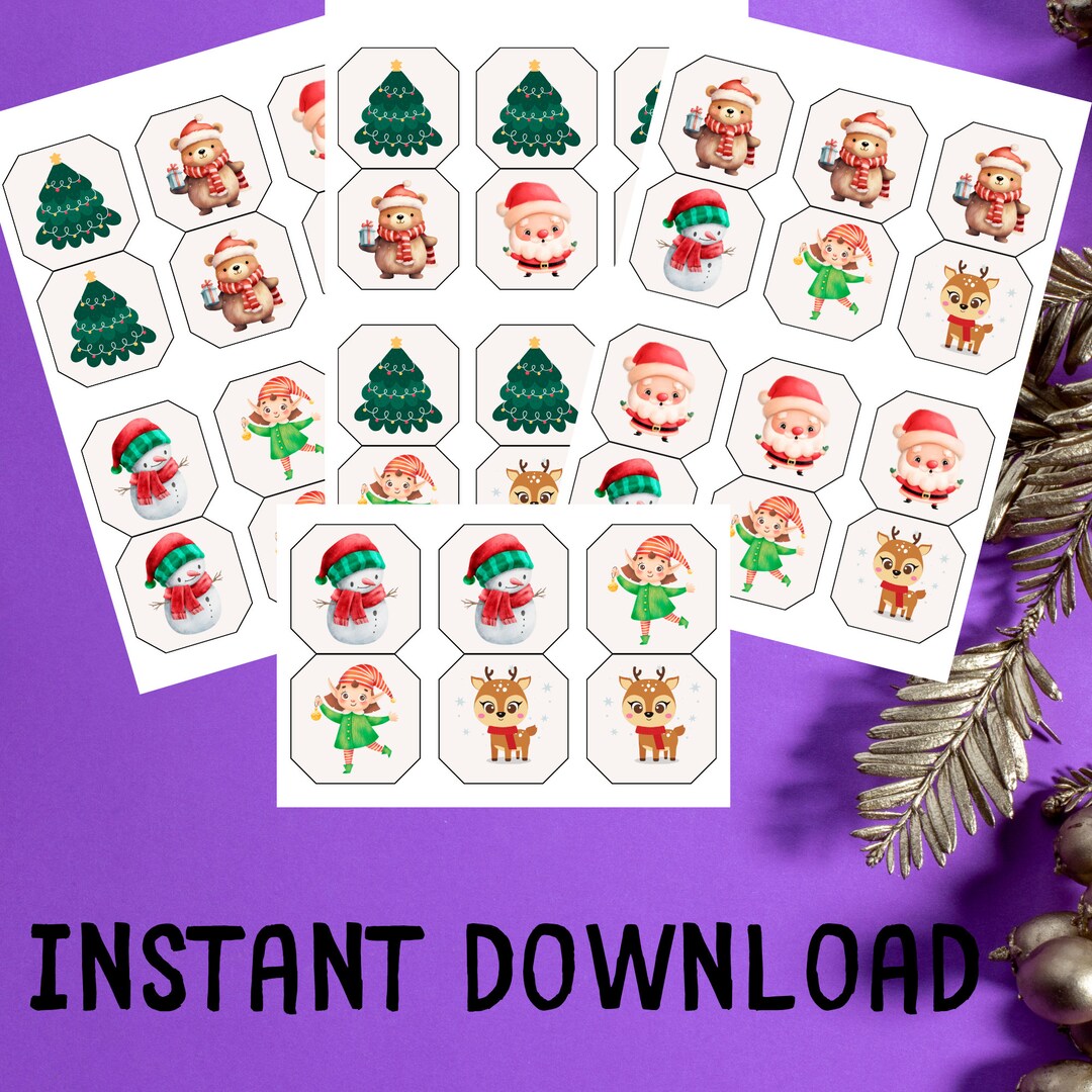 Christmas Dominoes Printable Games for Kids Family Friends Holiday ...