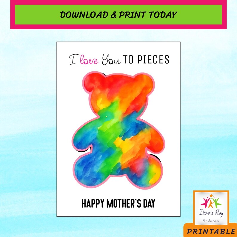 Mother's Day I Love You to the Pieces Craft Pages: Printable Activity ...