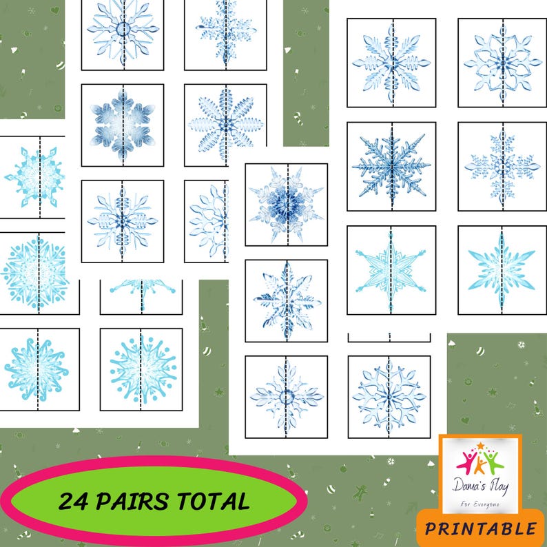Snowflake Matching Puzzle: Printable Activity PDF & PNG Files - Etsy