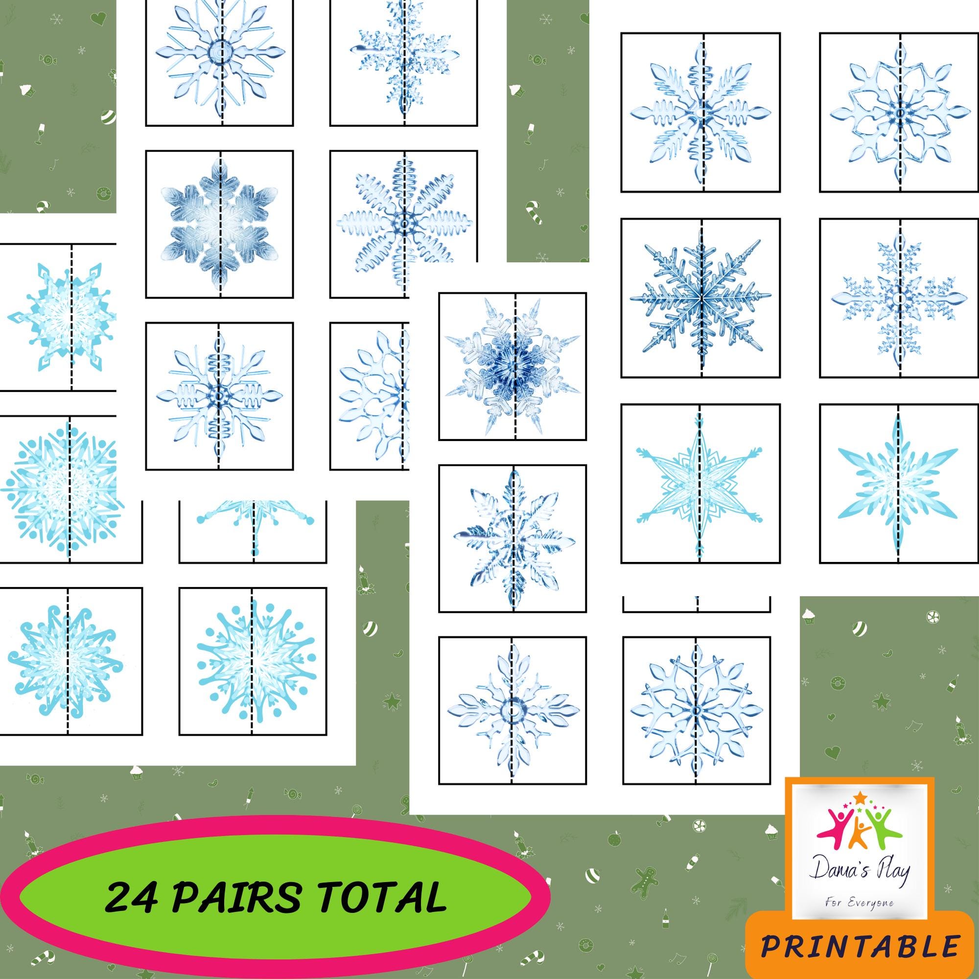 Snowflake Matching Puzzle: Printable Activity PDF & PNG Files - Etsy
