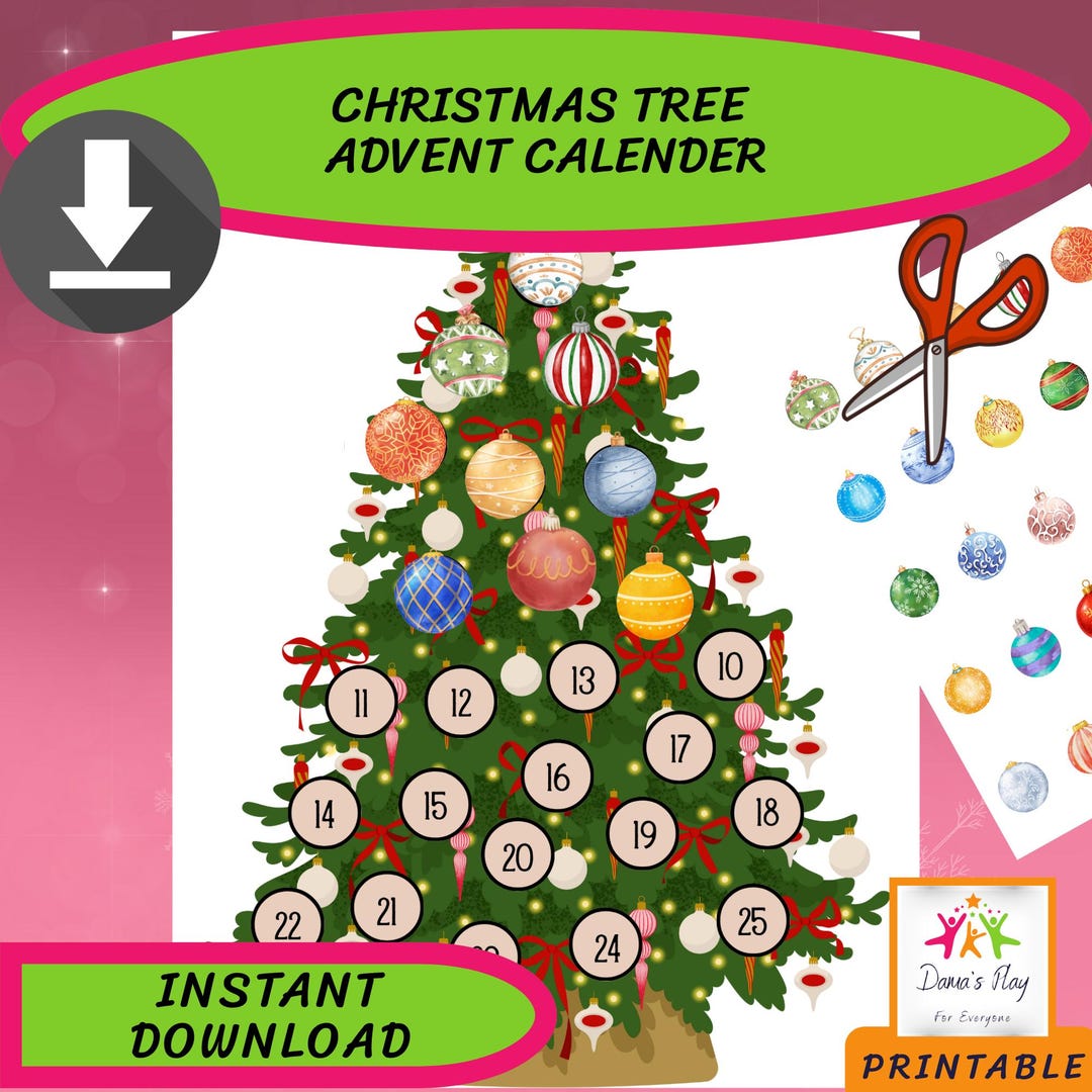 Printable Christmas Tree Advent Calendar | Festive Countdown Craft PDF ...