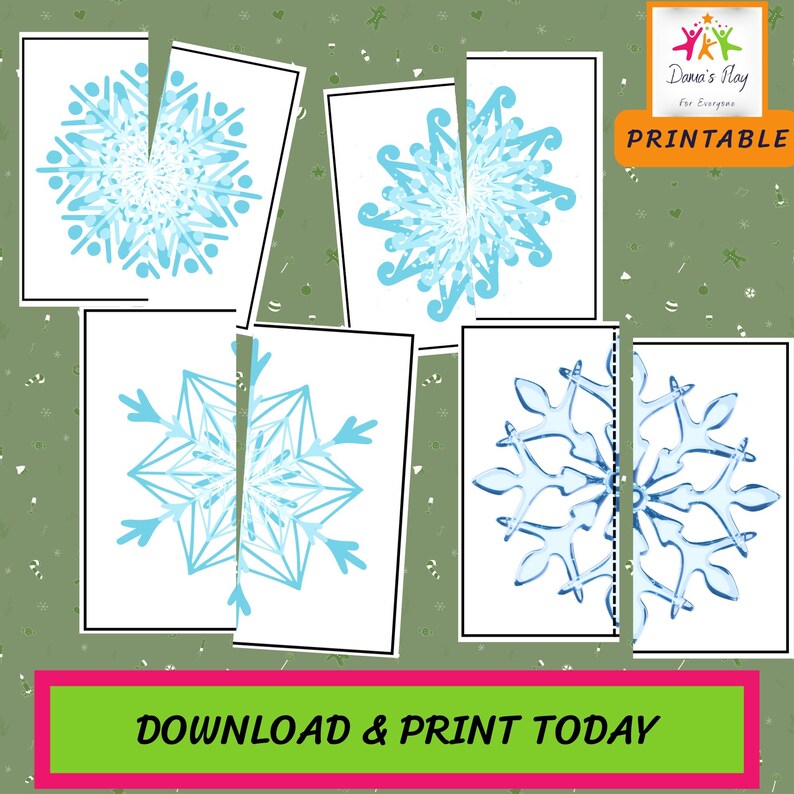 Snowflake Matching Puzzle: Printable Activity PDF & PNG Files - Etsy