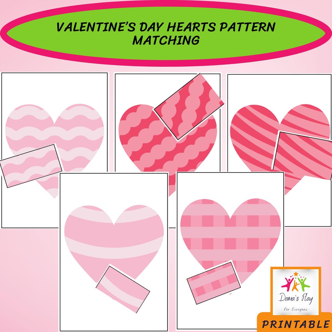 Valentine's Day Pattern Matching Hearts: Printable Activity - Etsy