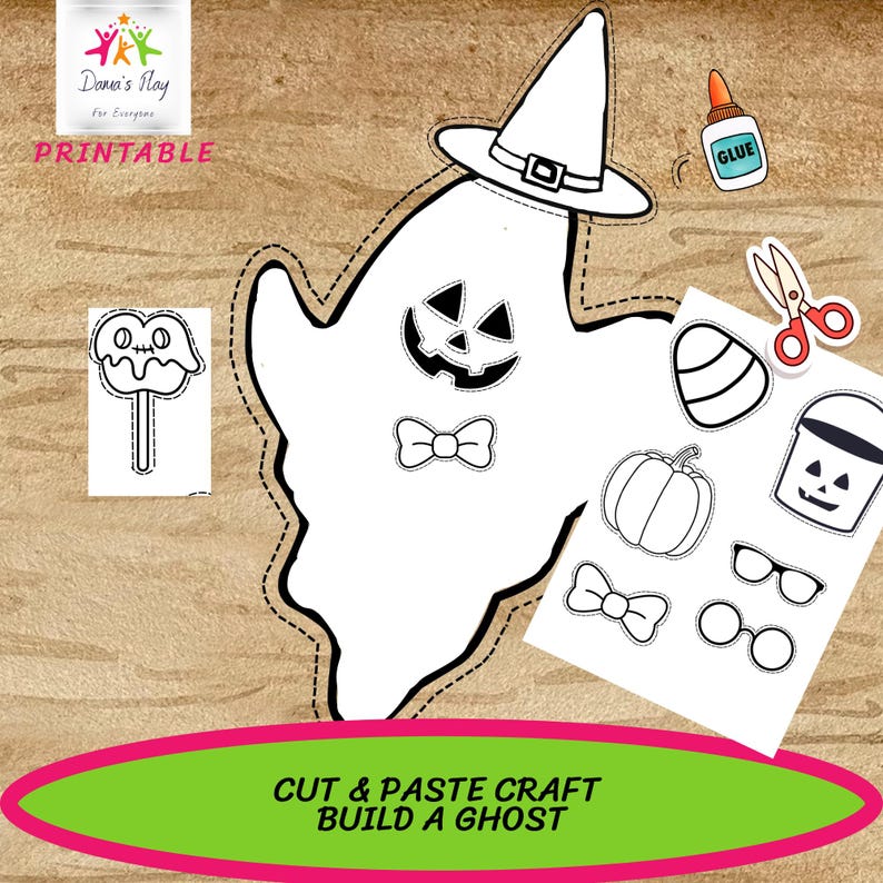 Printable Halloween Cut & Paste Craft - Build a Ghost Activity PDF PNG ...