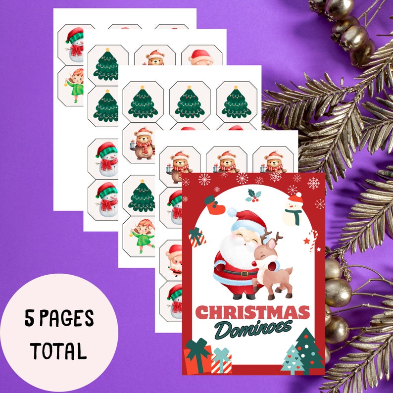 Christmas Domino Cards Games for Kids Family Friends Holiday Activity ...