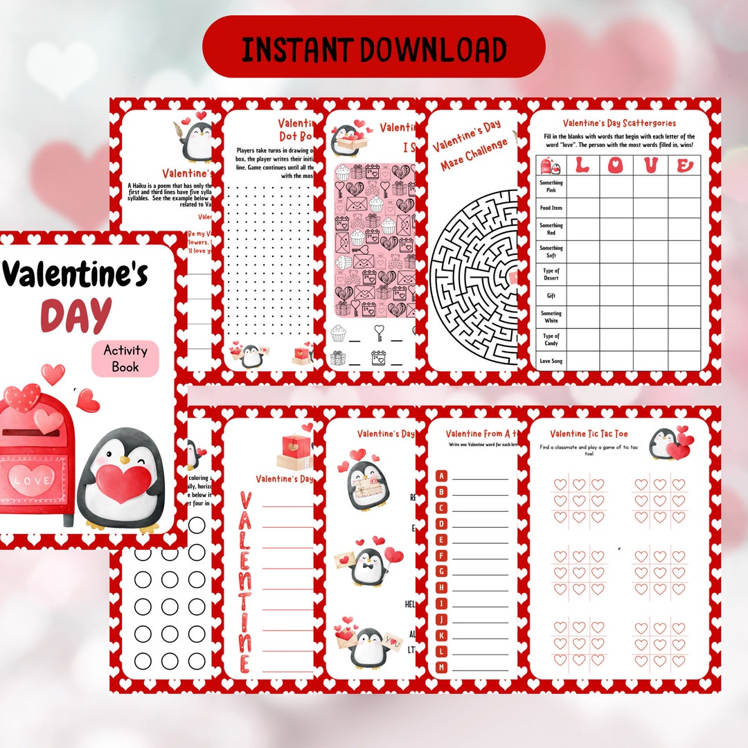 No:1 Valentine's Day Printable Activity Book for Kids Friends Family ...