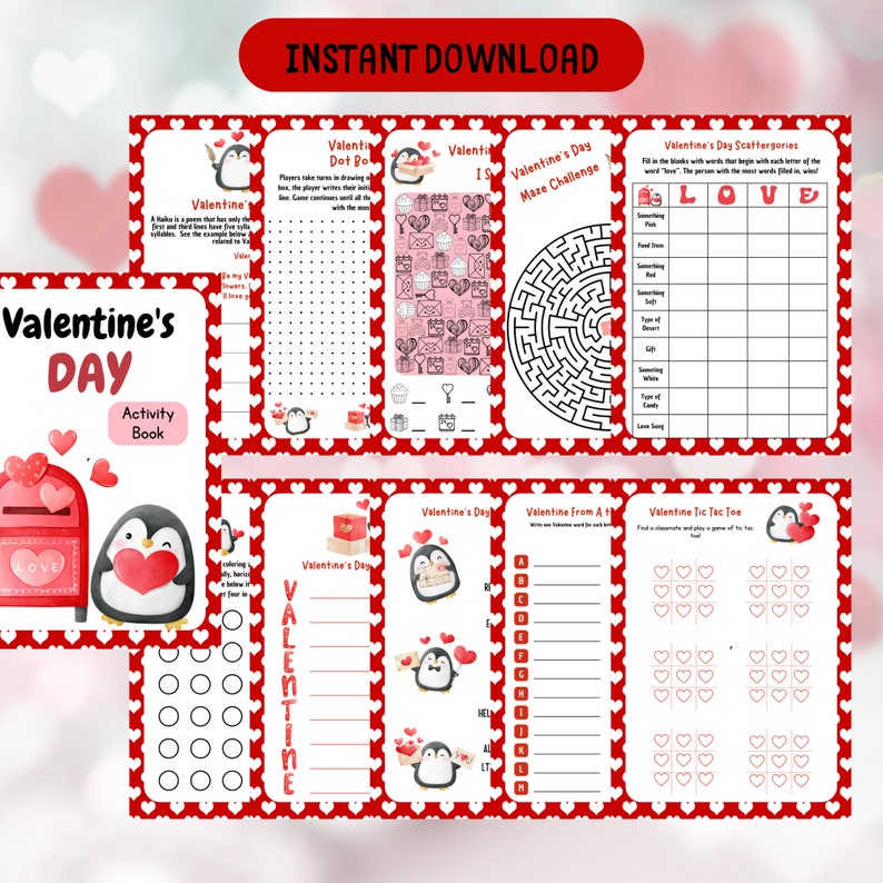 No:1 Valentine's Day Printable Activity Book for Kids Friends Family ...