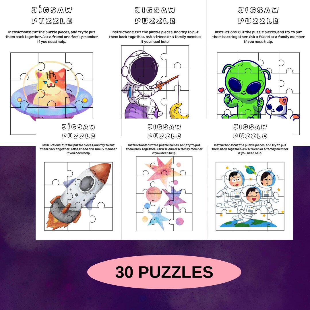 Interactive Space Puzzles for Kids - Printable Digital Instant Download ...