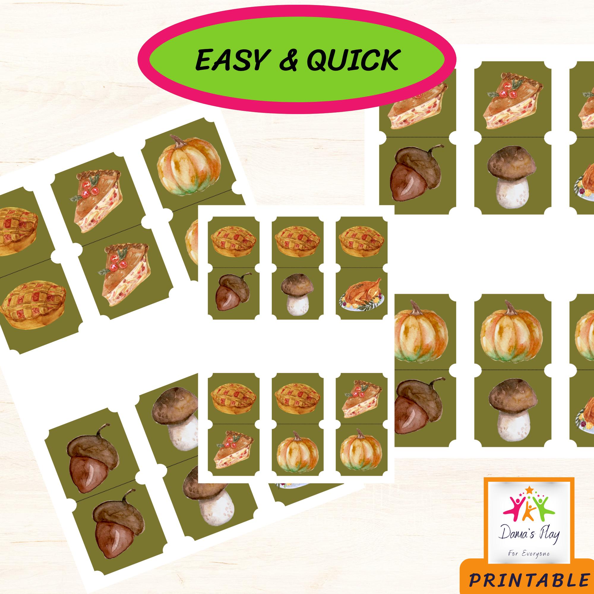 Printable Thanksgiving Domino Cards: Seasonal Game Pieces (PDF Download ...