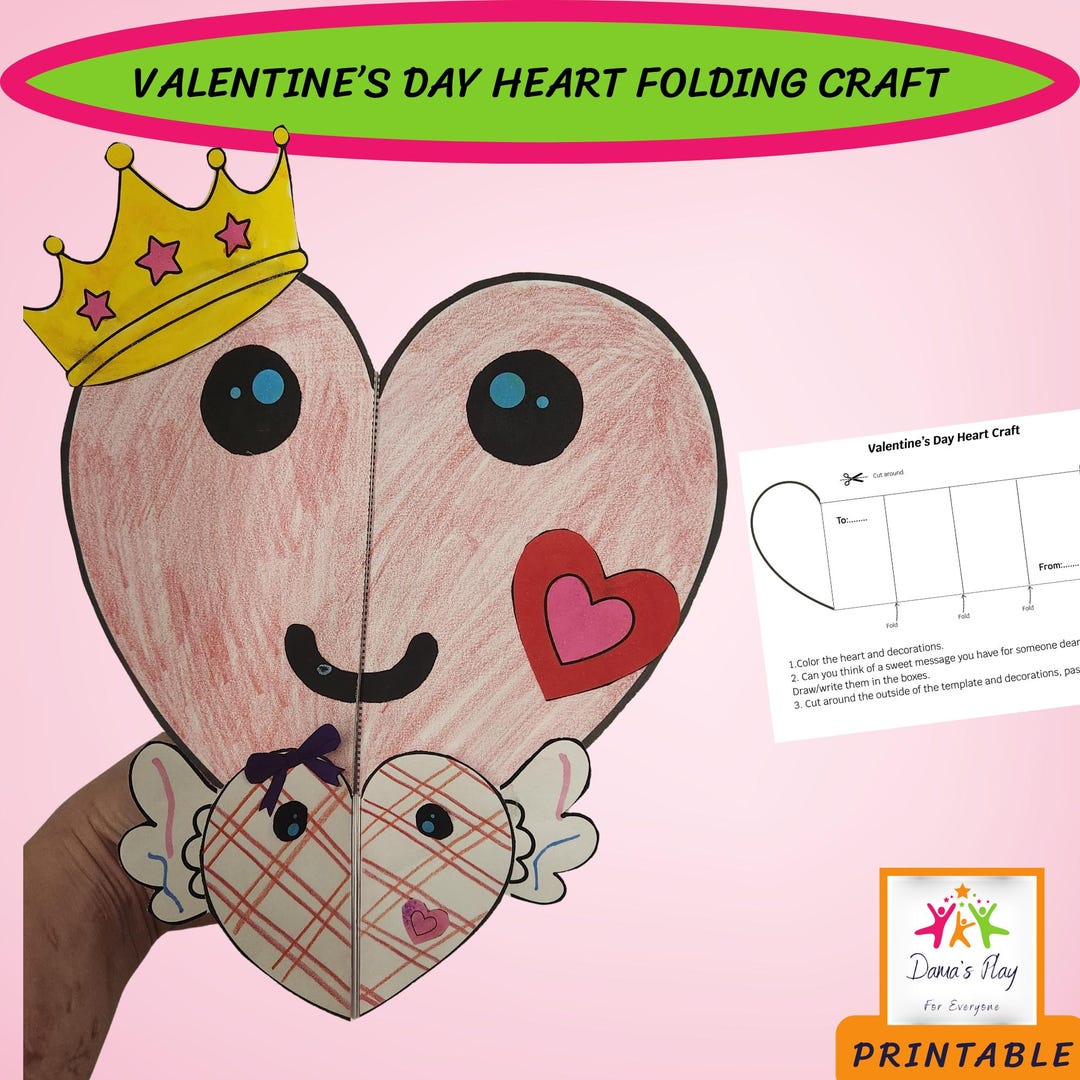 DIY Valentine's Day Folding Hearts Card Set: Printable Instant Download ...