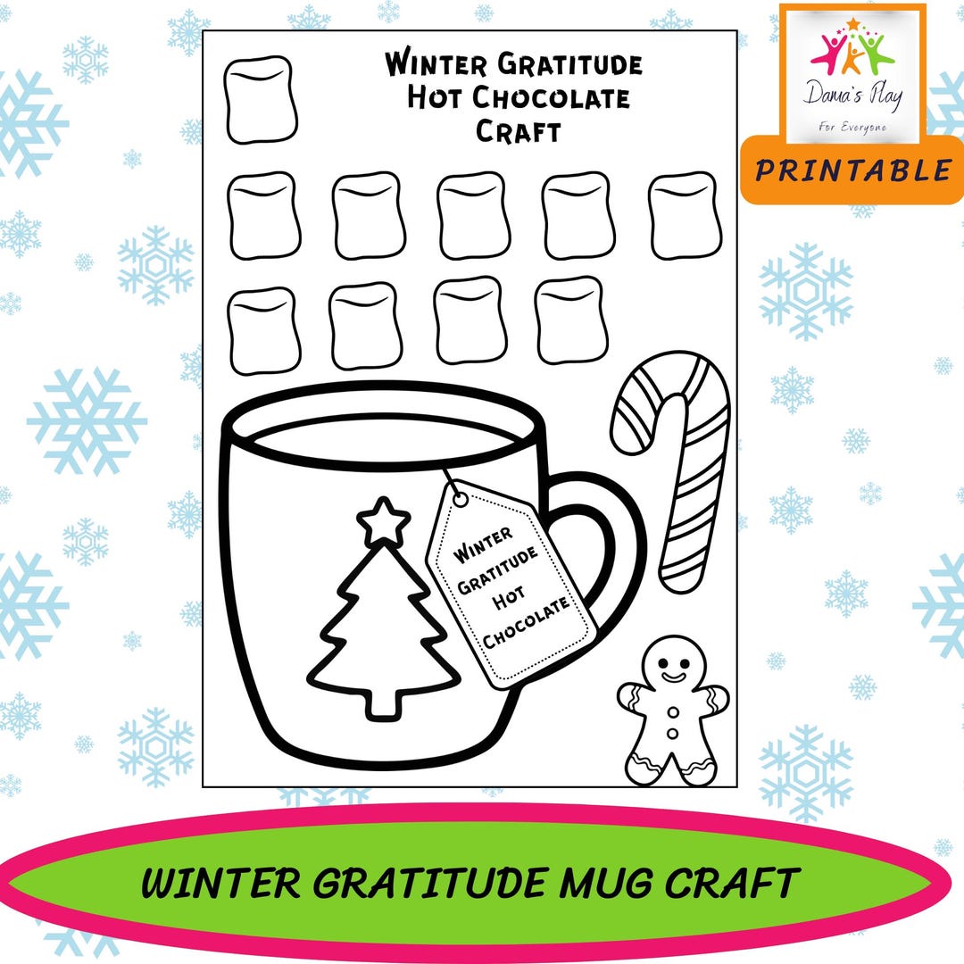 Winter Gratitude Hot Chocolate Mug Craft: Printable Paper Activity PDF ...