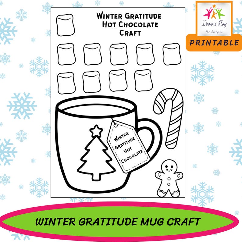 Winter Gratitude Hot Chocolate Mug Craft: Printable Paper Activity PDF ...