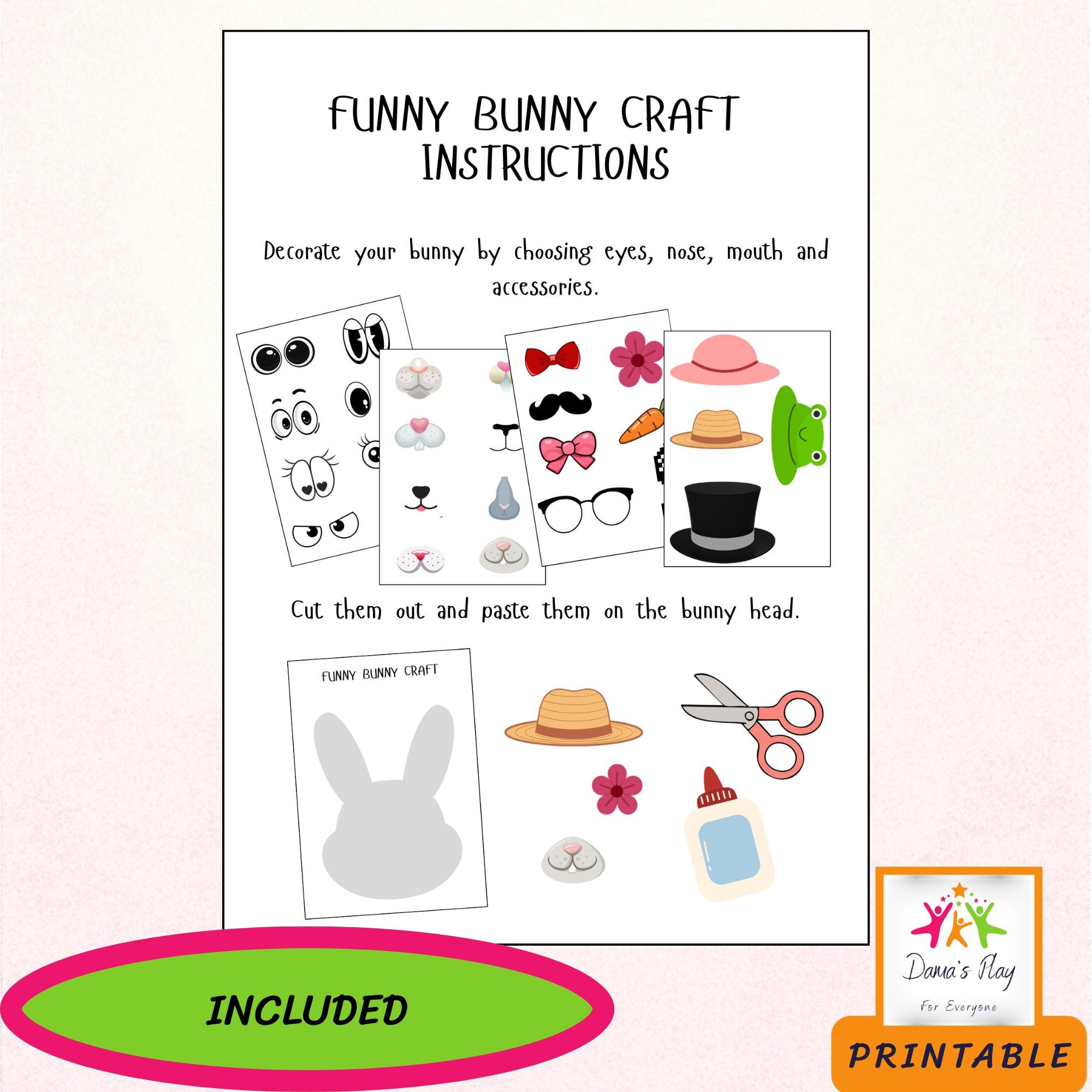 Build A Funny Bunny Craft: Printable Spring Activity for Kids - Etsy