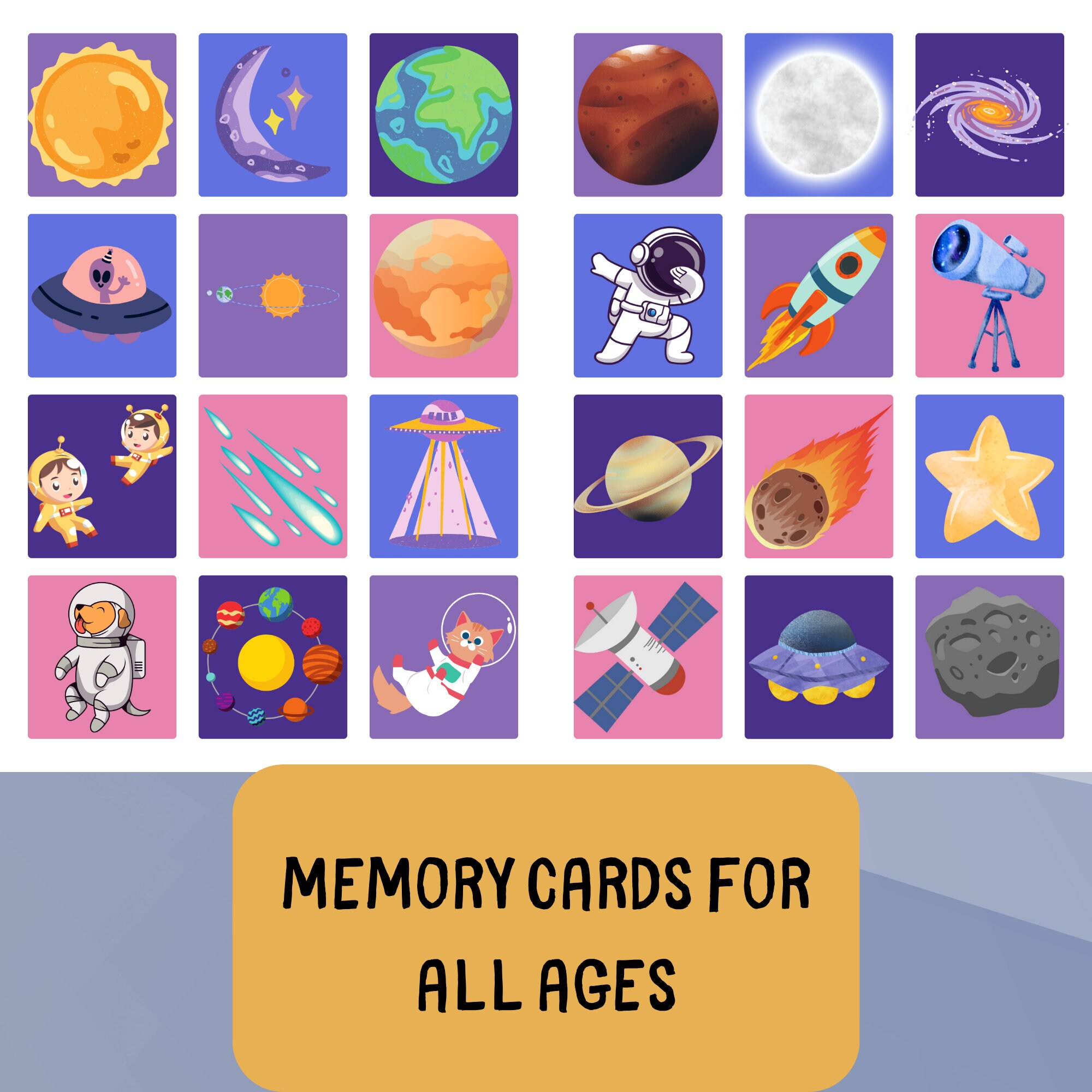 Outer Space Matching Cards Printable Family Games Flashcards for ...