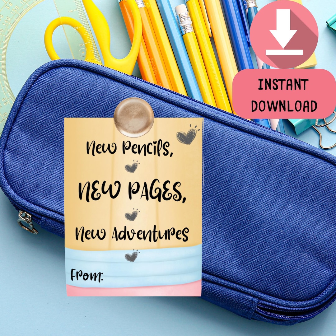 Student Gift Tag Printables: Pencil Design Back to School Labels (PDF ...