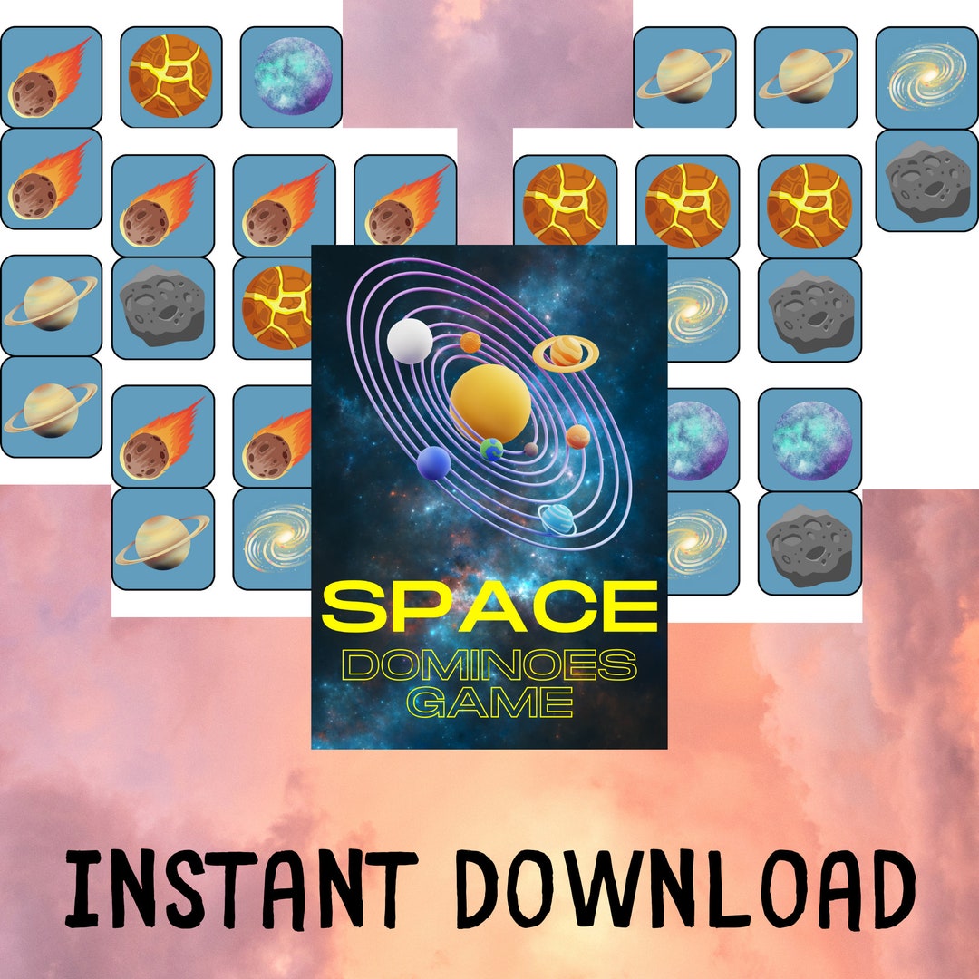 Cute Space Dominoes Printable Games for Kids Family Holiday Indoor ...