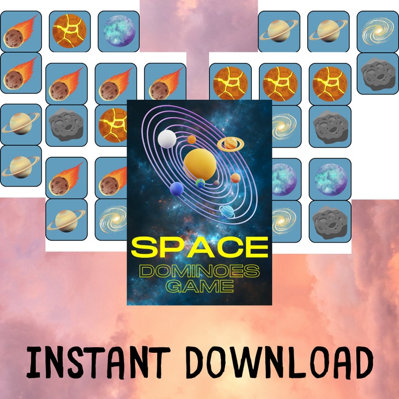 Cute Space Dominoes Printable Games for Kids Family Holiday Indoor ...