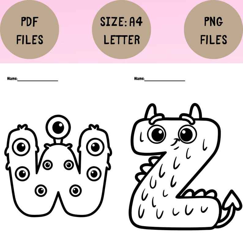 Monster Alphabet Activity Book: Back to School Games (PDF Download) - Etsy